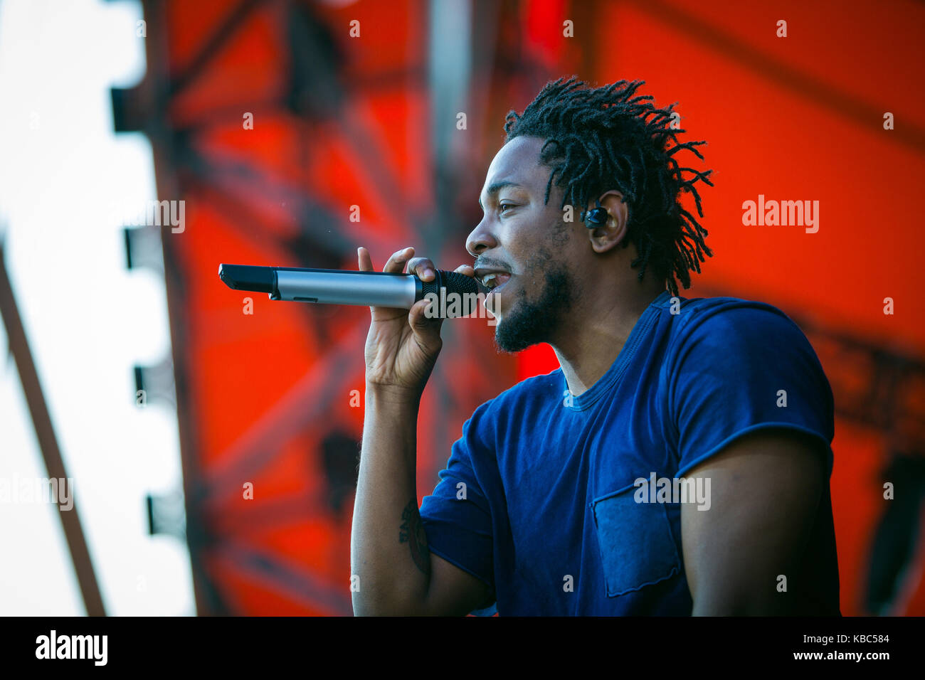 The American rapper and lyricist Kendrick Lamar performs a live concert ...