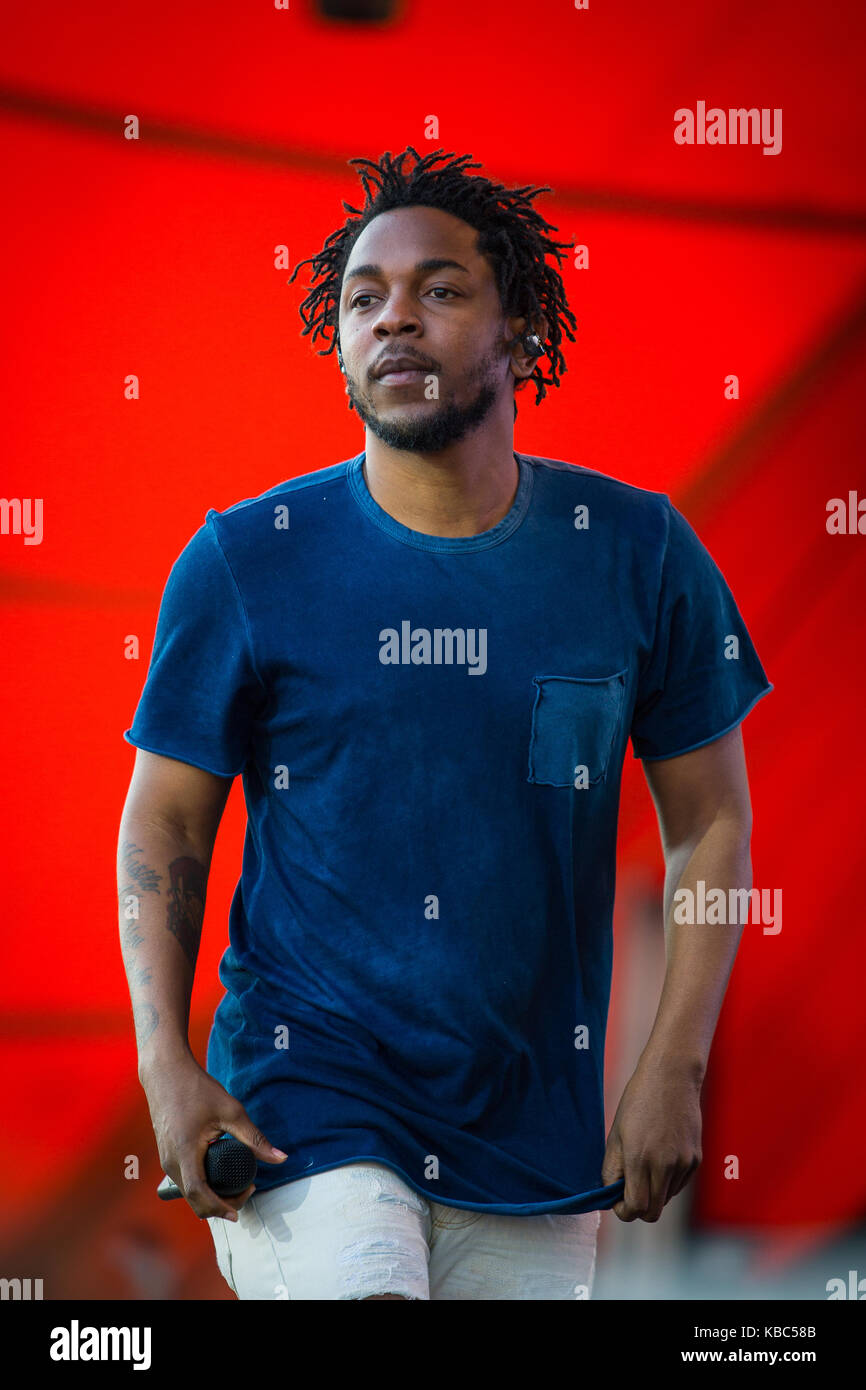 The American rapper and lyricist Kendrick Lamar performs a live concert ...