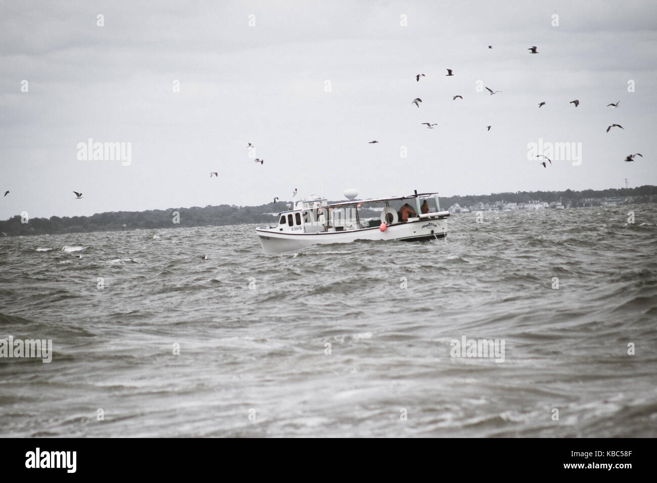 Boat on the high seas Stock Photo - Alamy