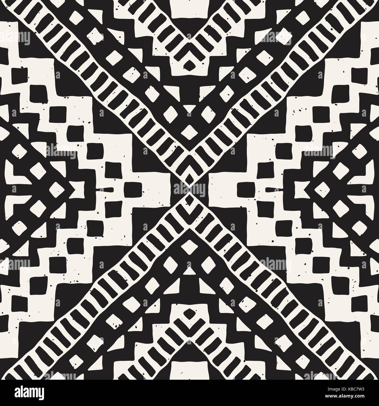Hand drawn painted seamless pattern. Vector tribal design background ...