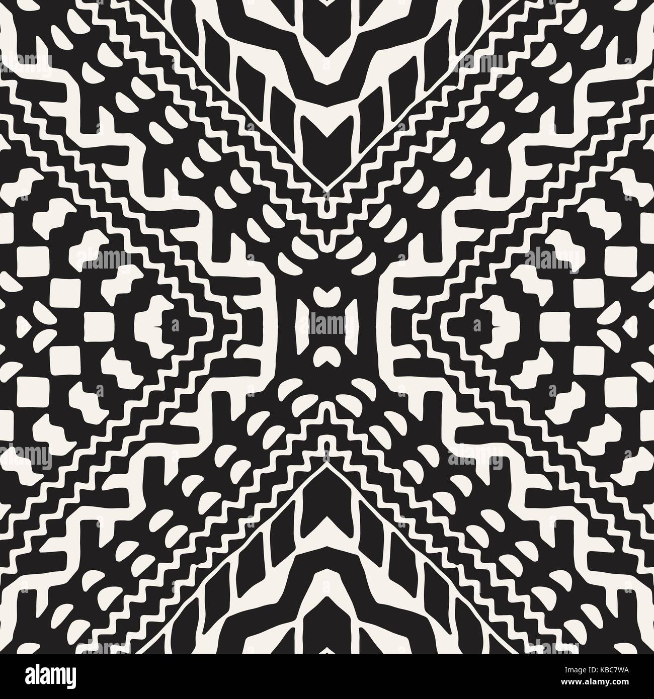 Hand drawn painted seamless pattern. Vector tribal design background ...