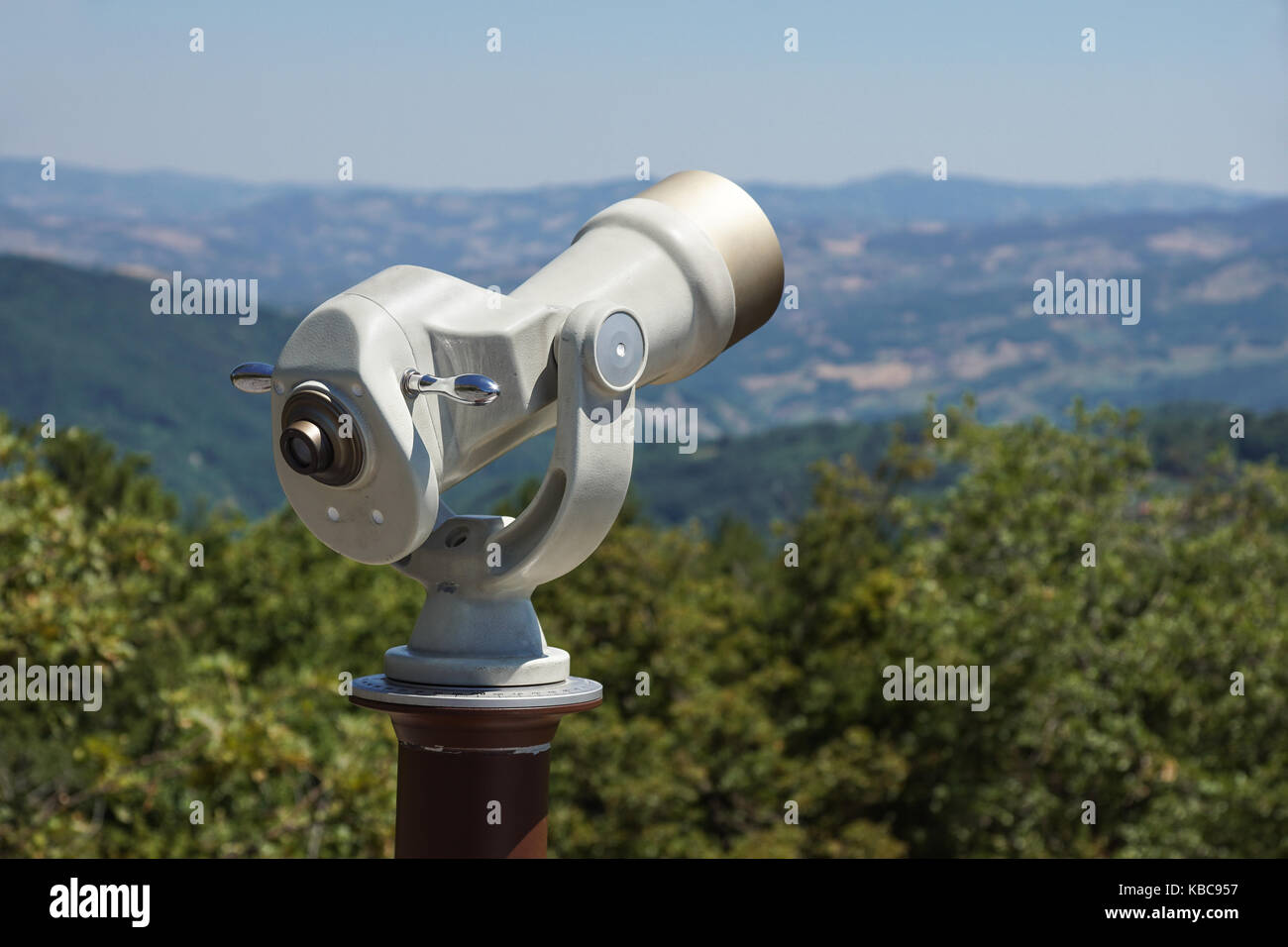 Tourist telescope for landscape exploring Stock Photo - Alamy