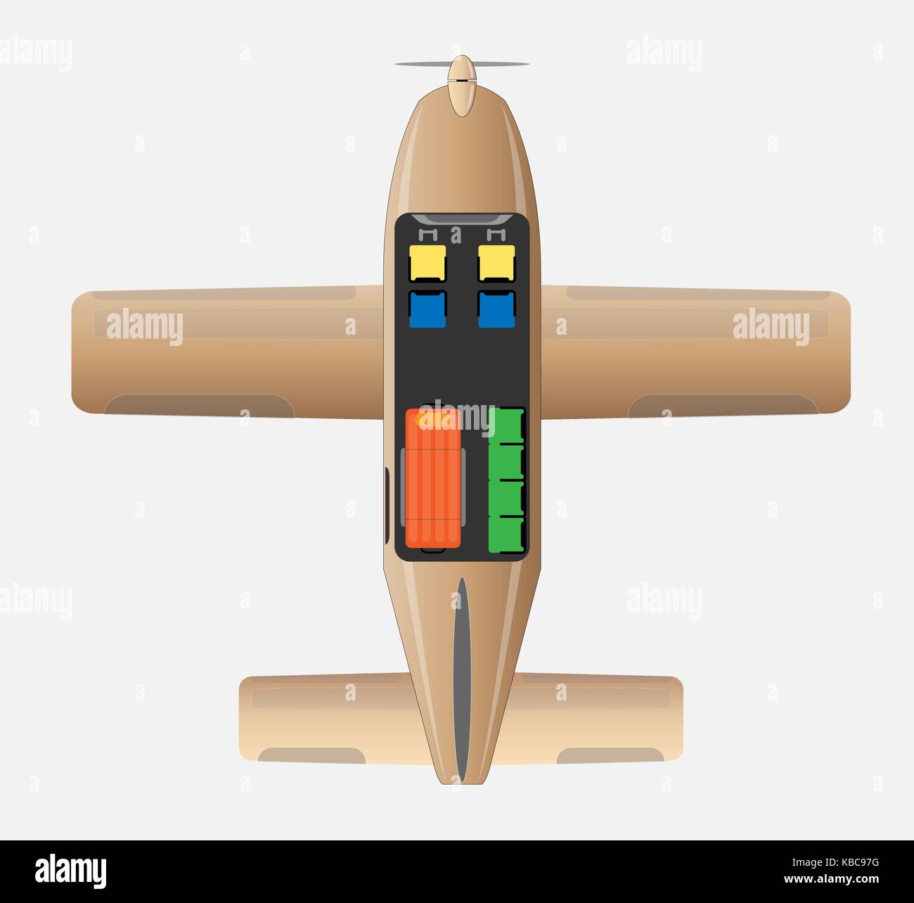 Top View Seat Map of Small Air Ambulance Propeller aircraft Stock ...