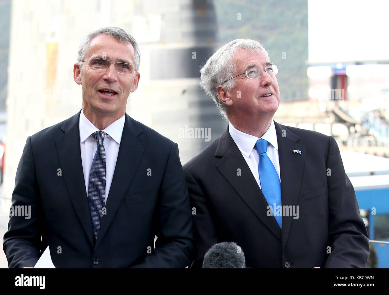 Defence Secretary Sir Michael Fallon (right) and Nato Secretary General ...