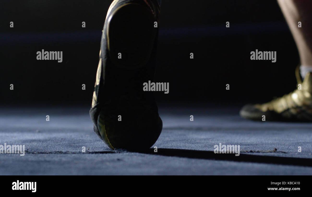 Boxer doing exercises legs. Endurance training for a boxer, you only ...