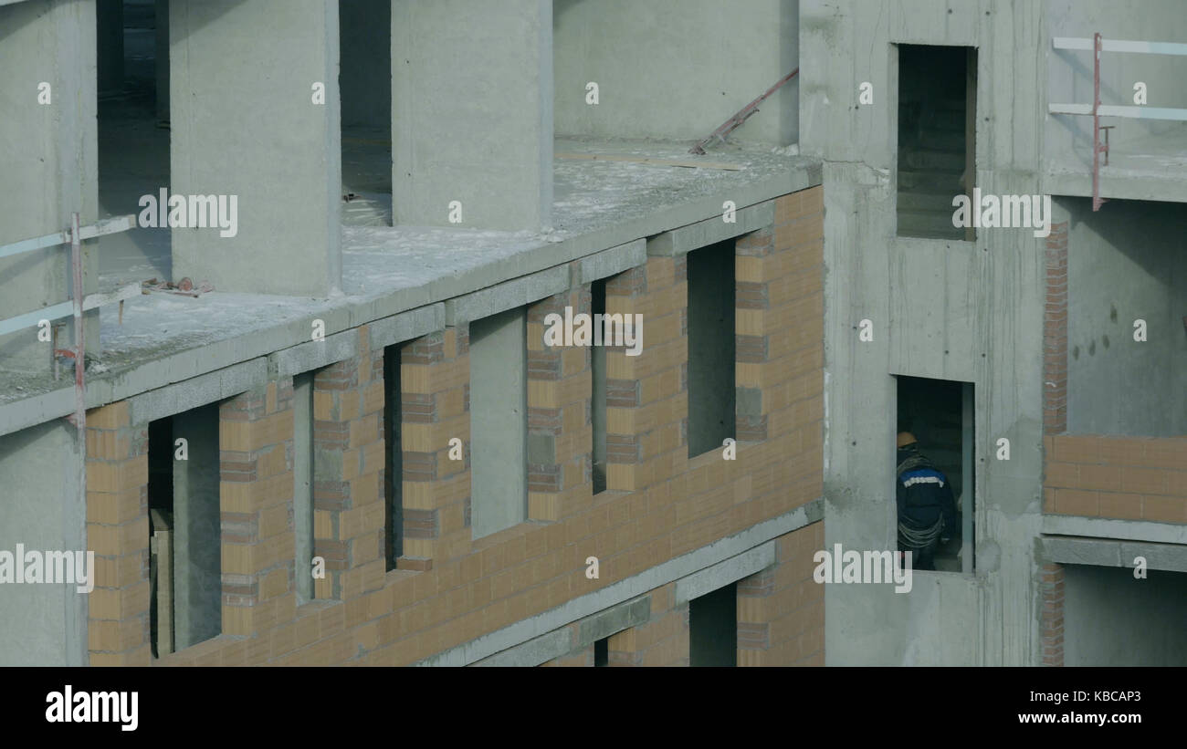 Facade of a modern apartment building. Construction of apartment ...