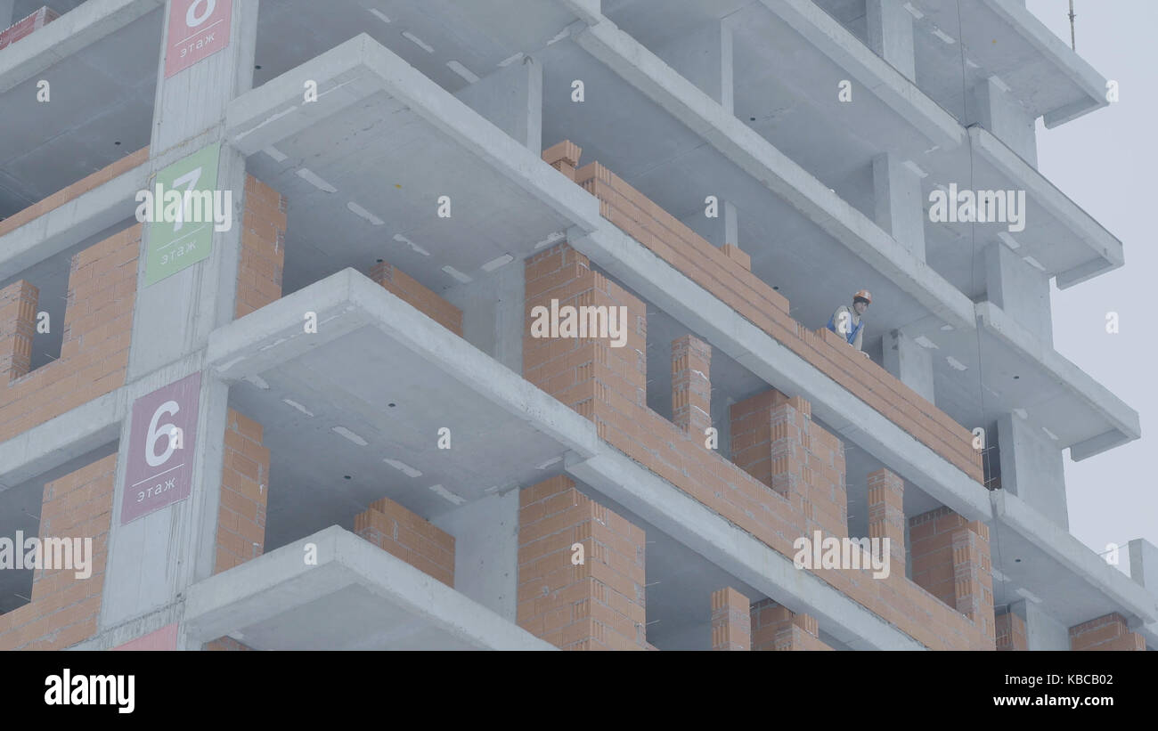 Facade of a modern apartment building. Construction of apartment ...