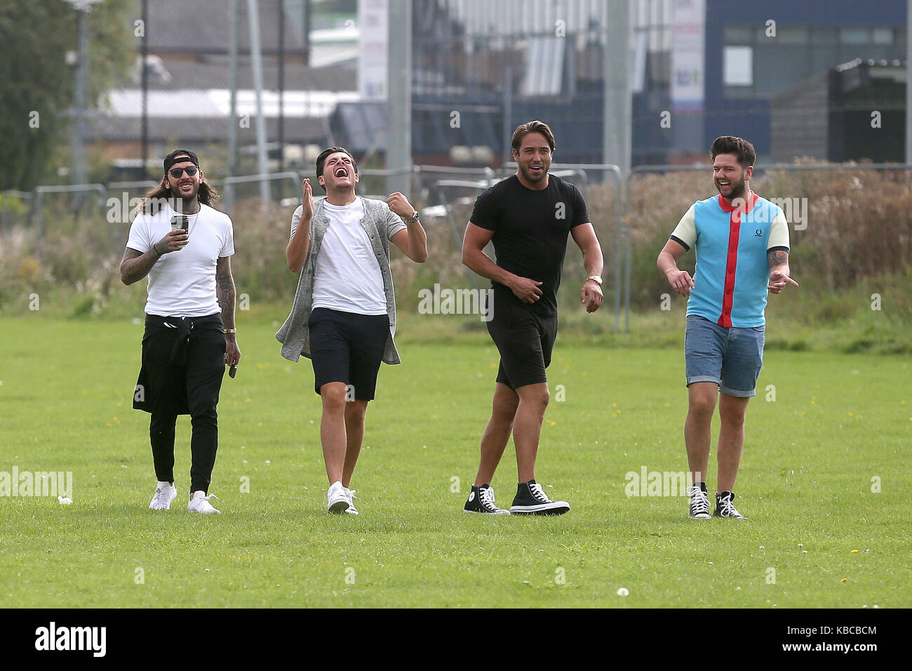 The cast of TOWIE film take part in a Baseball Match. Bobby Norris and ...