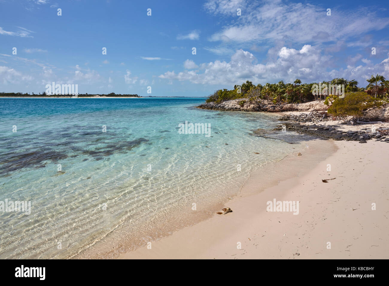 The shore of Little Water Cay, a nature reserve island off the northern ...