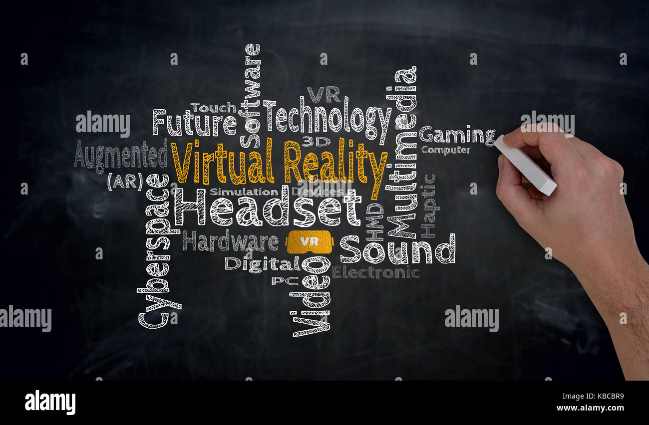 Virtual reality is written by hand on blackboard Stock Photo - Alamy