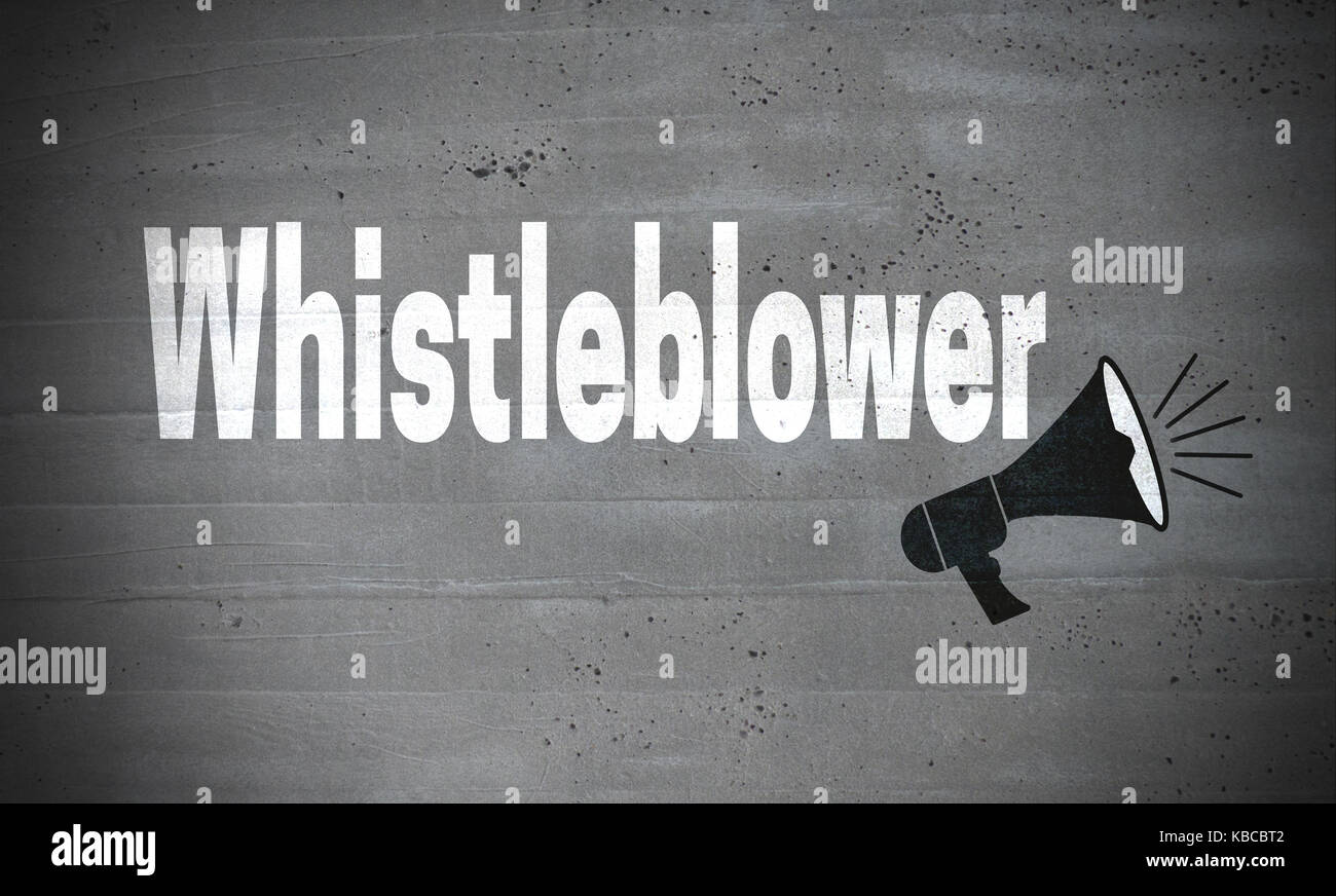 Whistleblower on concrete wall concept background Stock Photo - Alamy