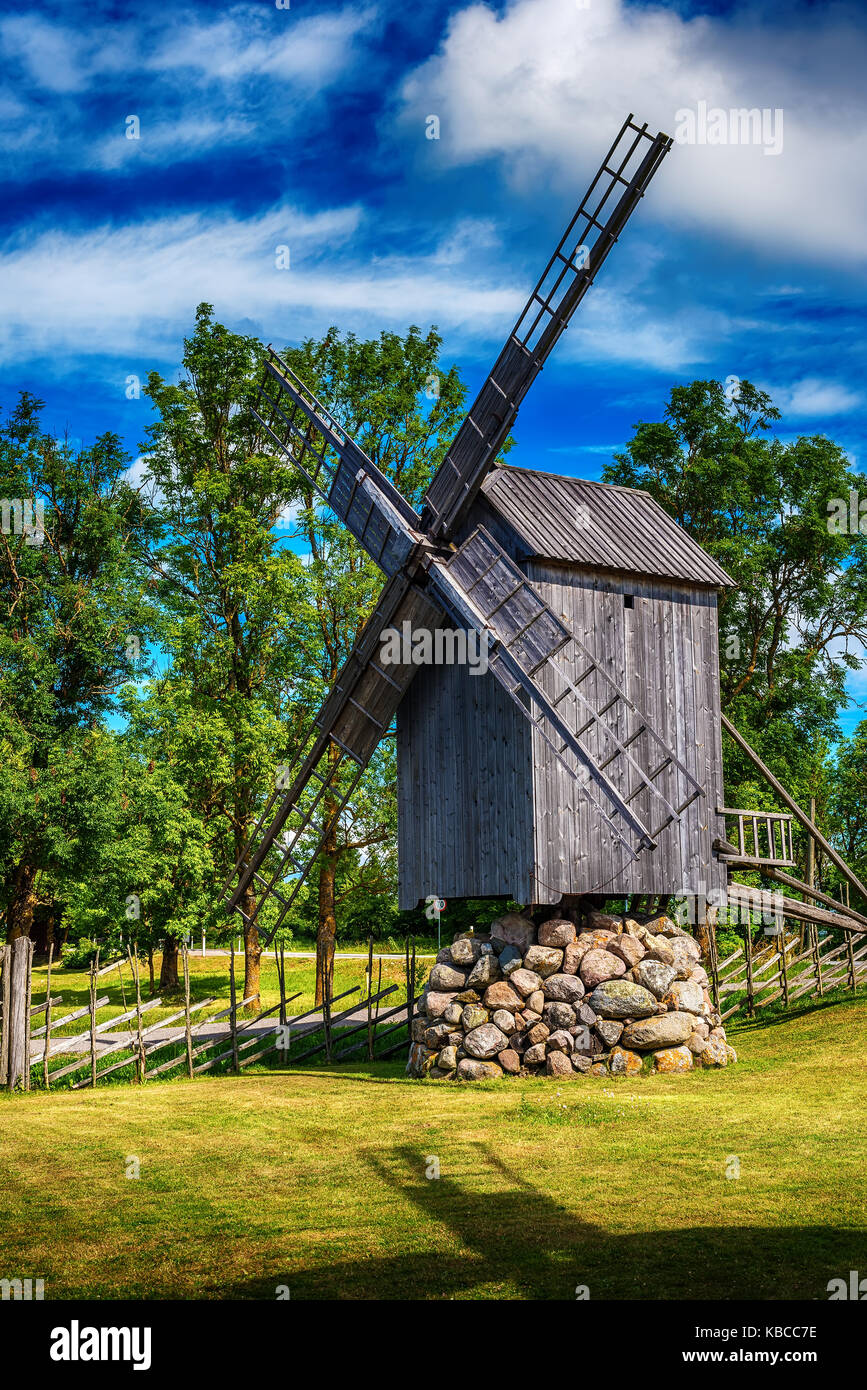 Saarema Island, Estonia: Angla windmill in Leisi Parish in the summer ...
