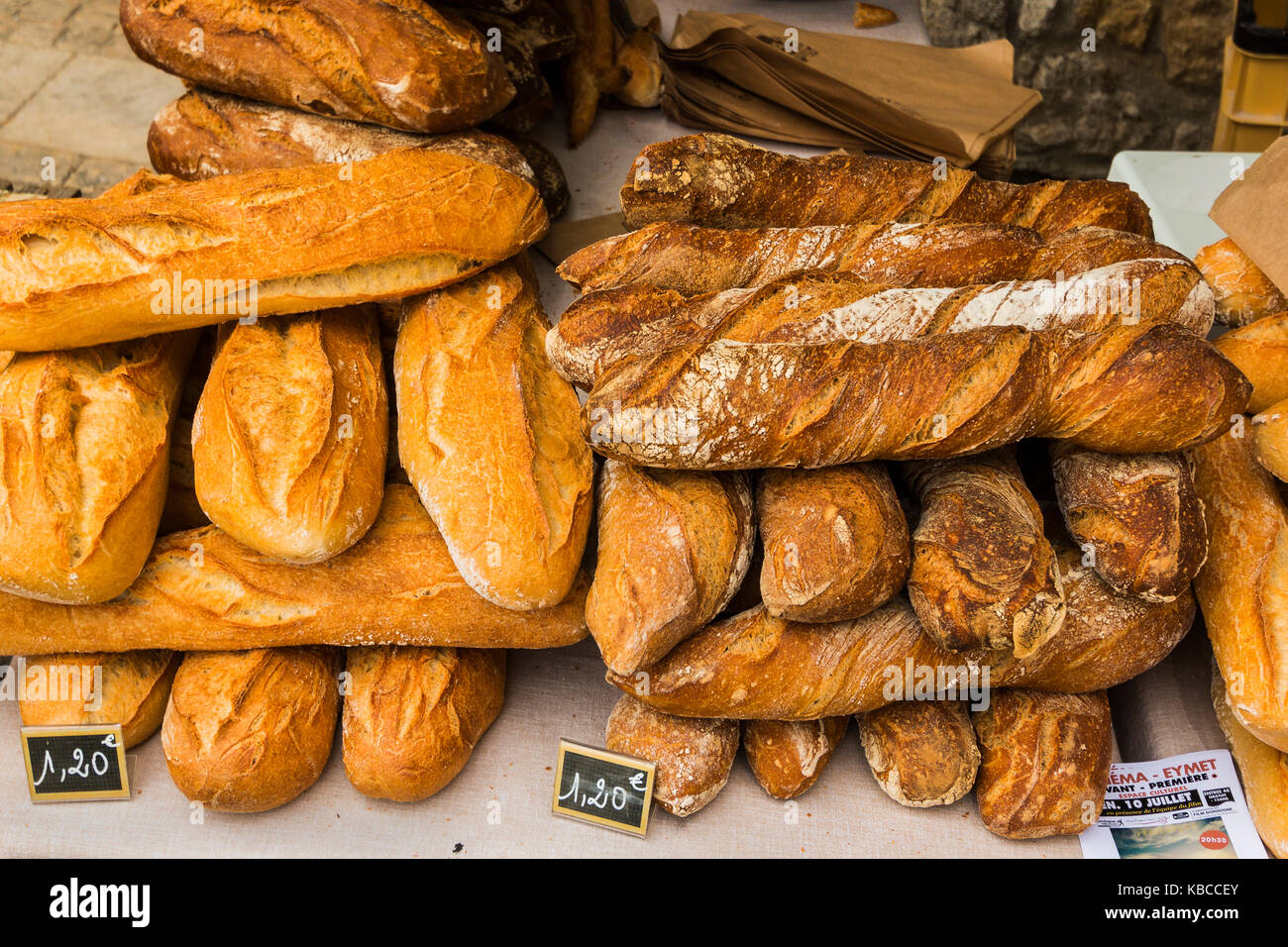 Bread for sale on popular Thursday market day in this south western ...