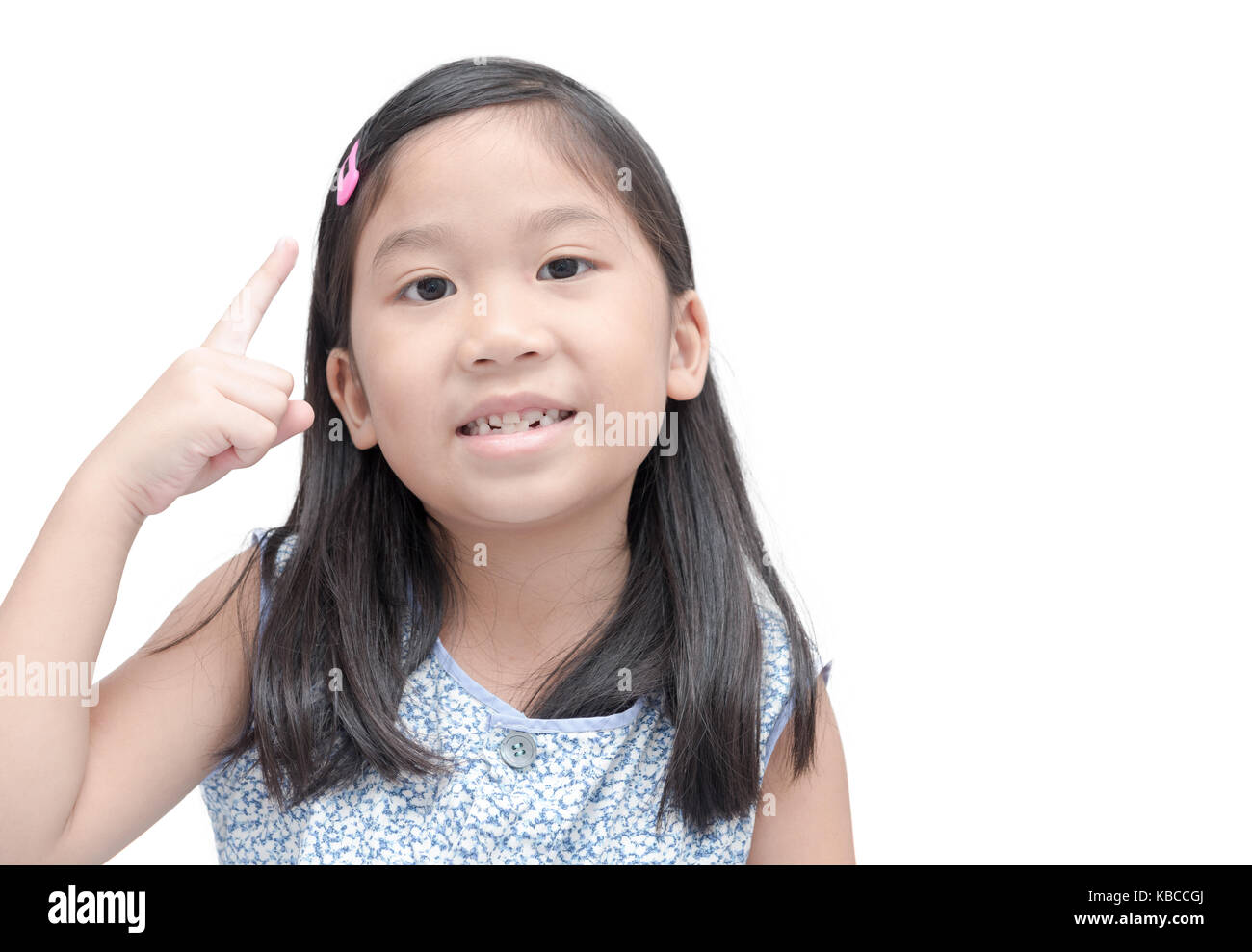 asian cute girl thinking isolated on white background Stock Photo - Alamy