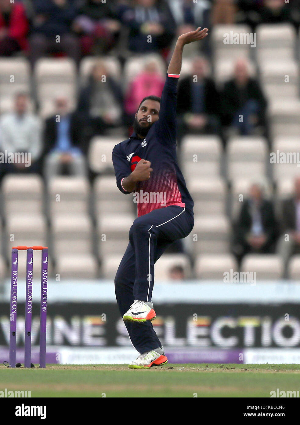 England's Adil Rashid bowls during the fifth Royal London One Day ...