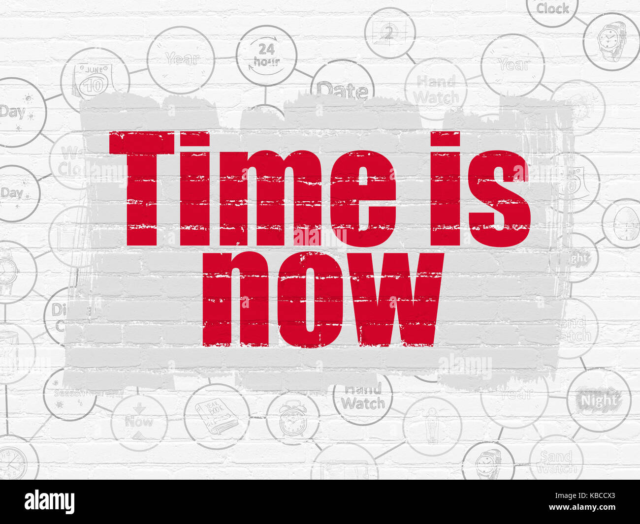 Timeline concept: Time is Now on wall background Stock Photo - Alamy