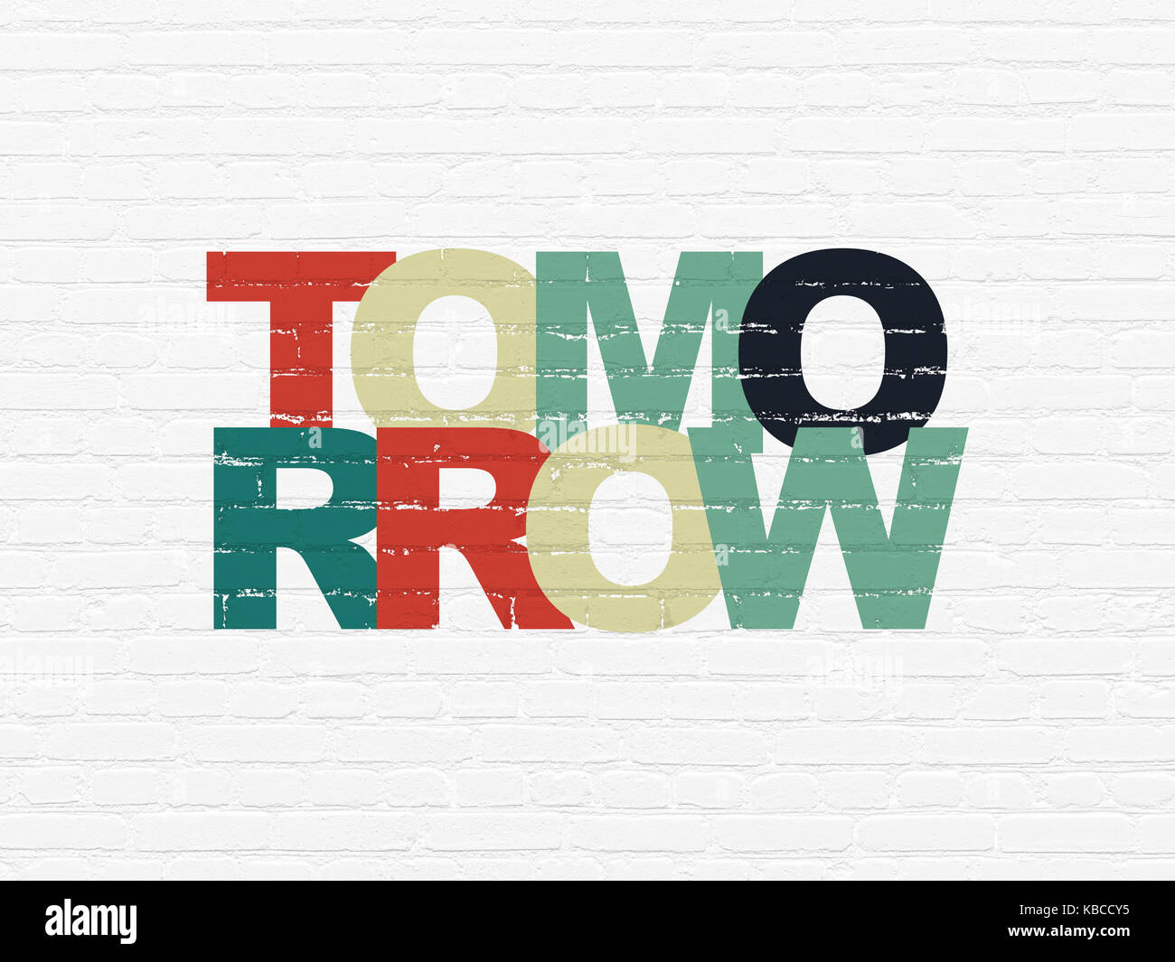 Time concept: Tomorrow on wall background Stock Photo - Alamy