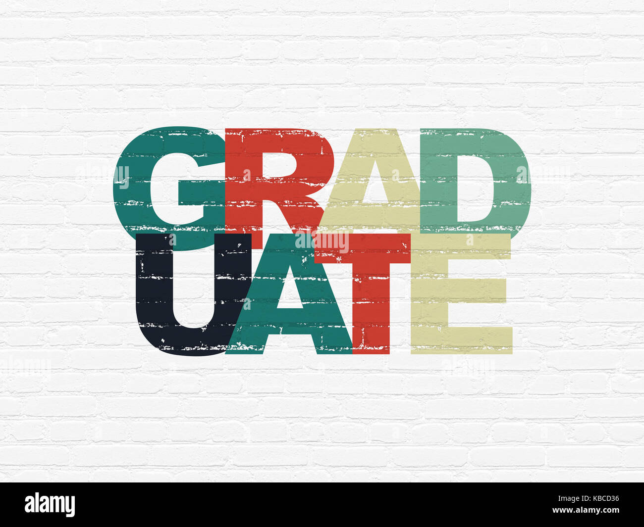 Education concept: Graduate on wall background Stock Photo - Alamy