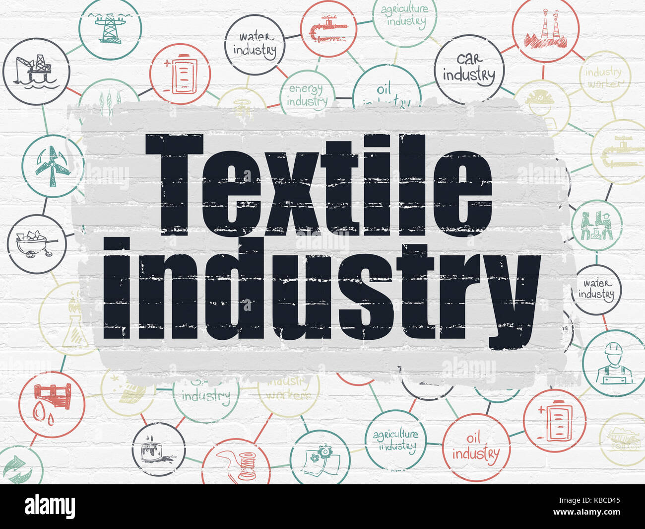 Manufacuring concept: Textile Industry on wall background Stock Photo ...