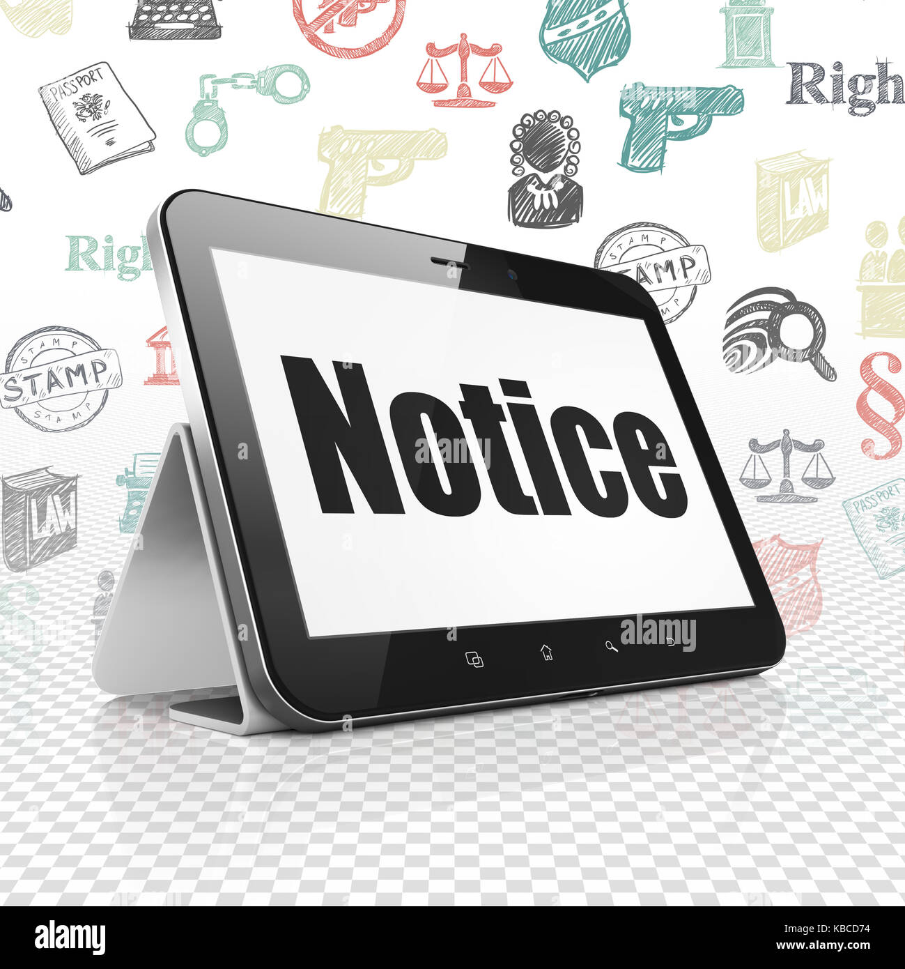 Law concept: Tablet Computer with Notice on display Stock Photo - Alamy