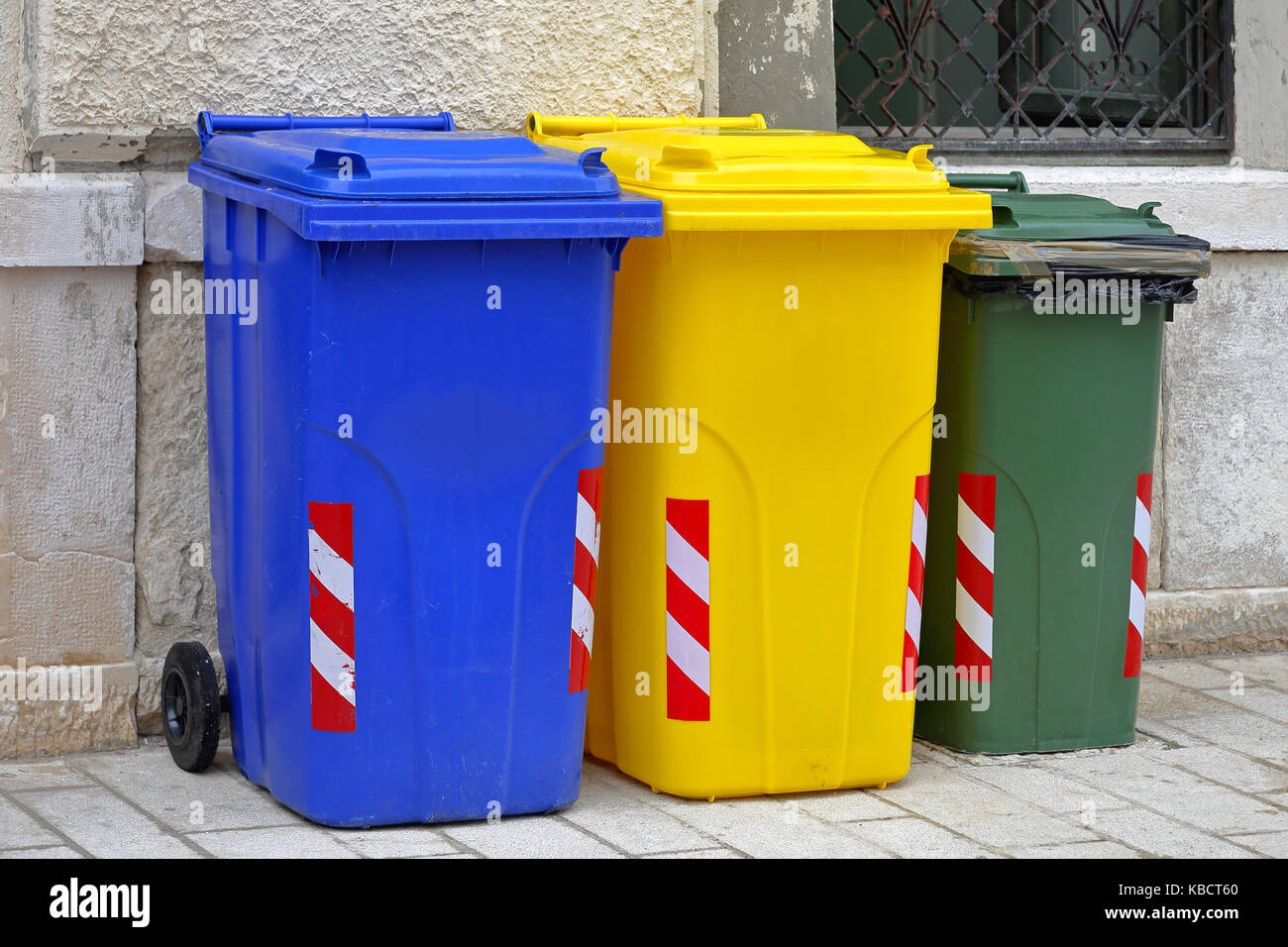 Recycling and sorting plastic trash cans Stock Photo - Alamy
