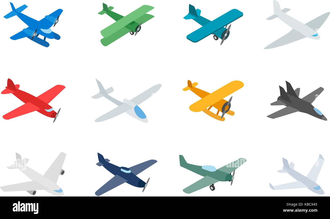 Type of plane icon set, isometric style Stock Vector Image & Art - Alamy