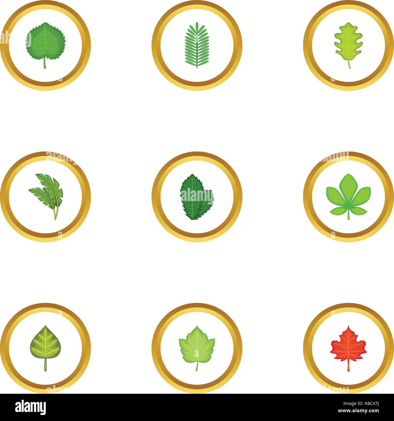 Forest leaves icons set, cartoon style Stock Vector Image & Art - Alamy