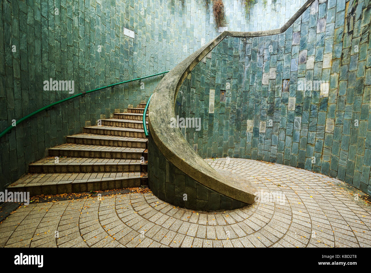 Spiral staircase of underground crossing at Fort Canning Park ...
