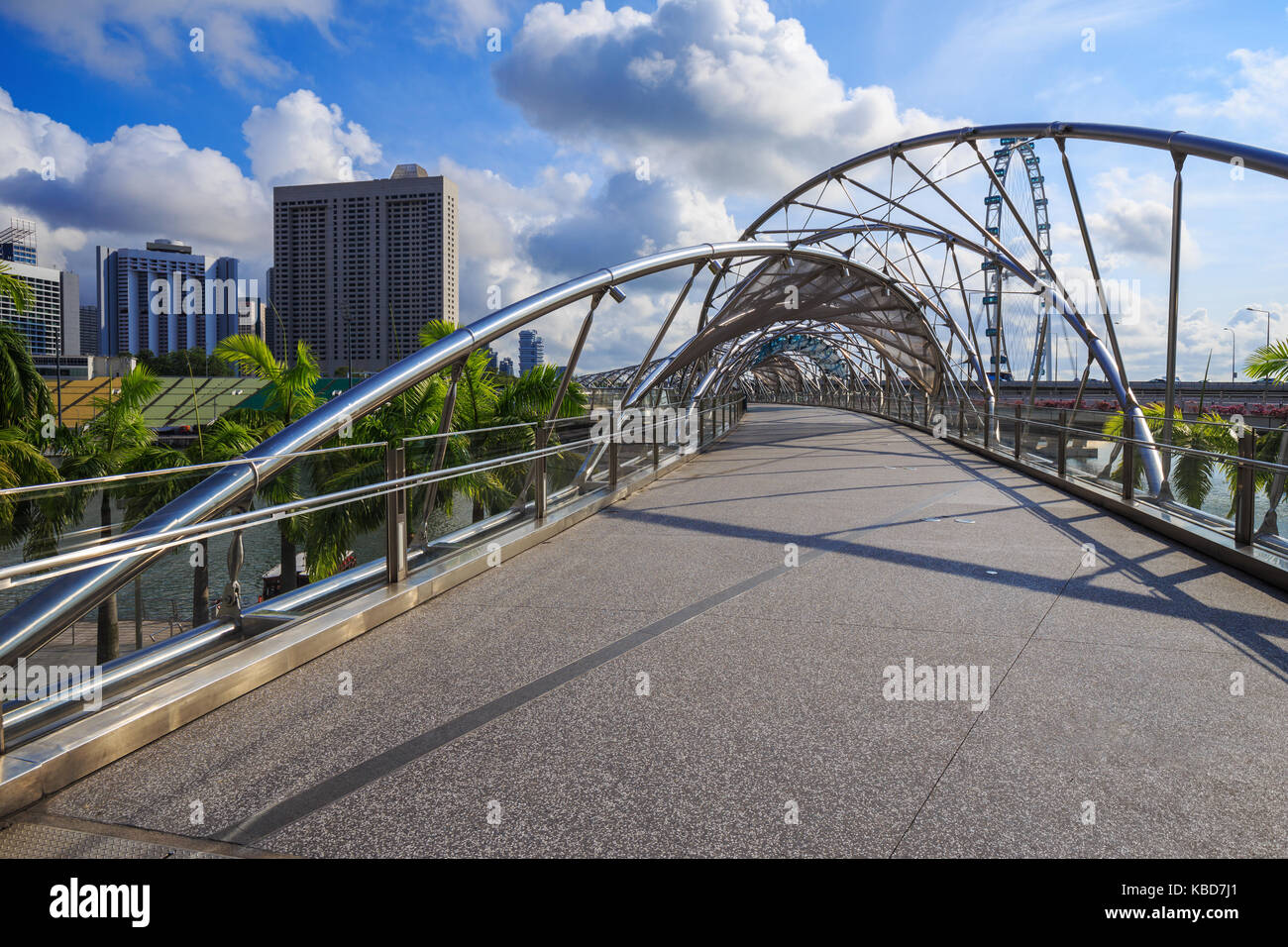 empty walk way on The Helix bridge in Singapore Stock Photo - Alamy