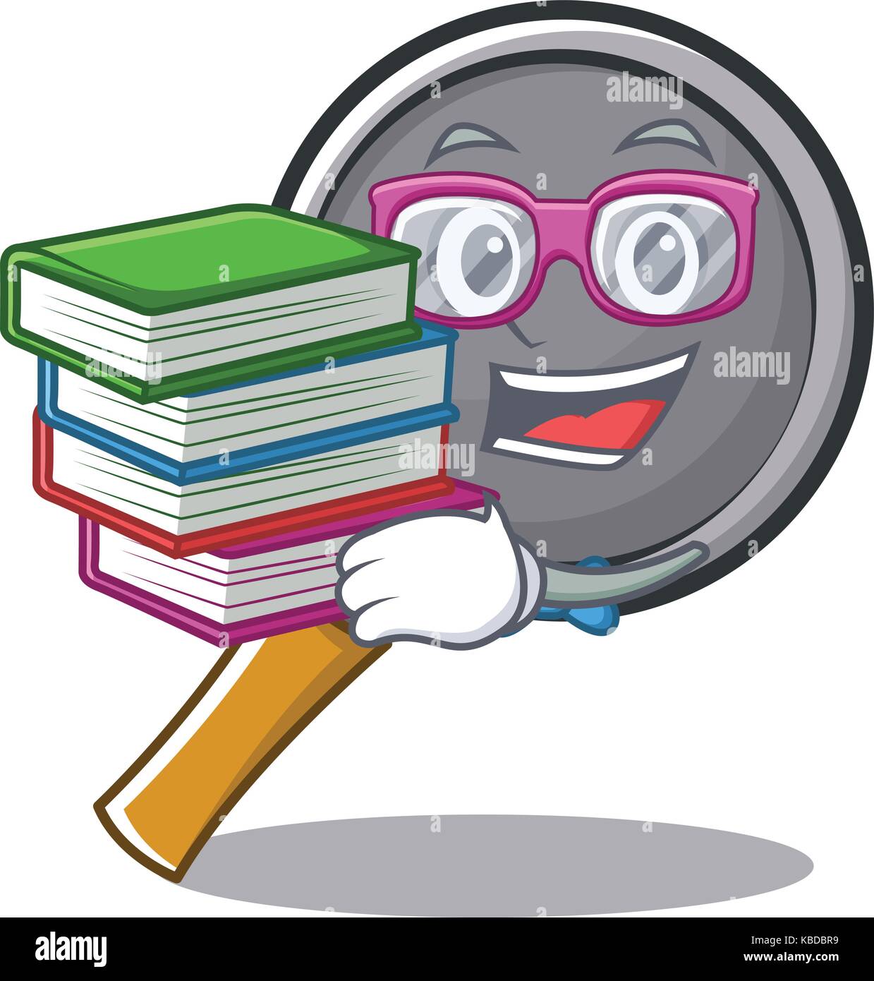 Student with book frying pan cartoon character Stock Vector Image & Art ...