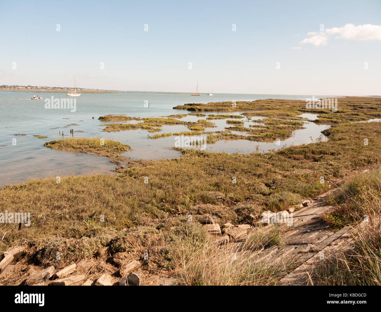 marshland coastal scene essex tollesbury estuary boats in river sea ...