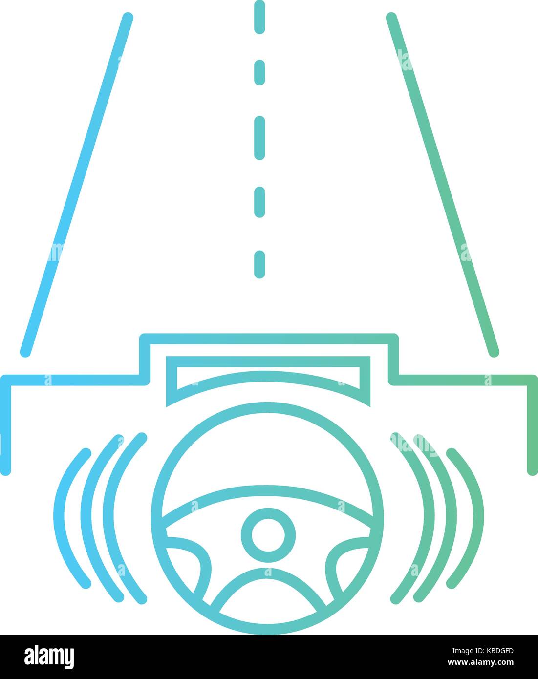 line steering wheel futuristic car in the road Stock Vector Image & Art ...