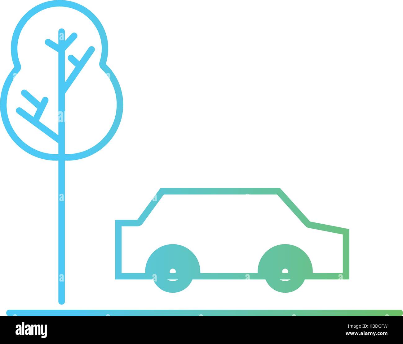 line car transportation in the road via with tree Stock Vector Image ...
