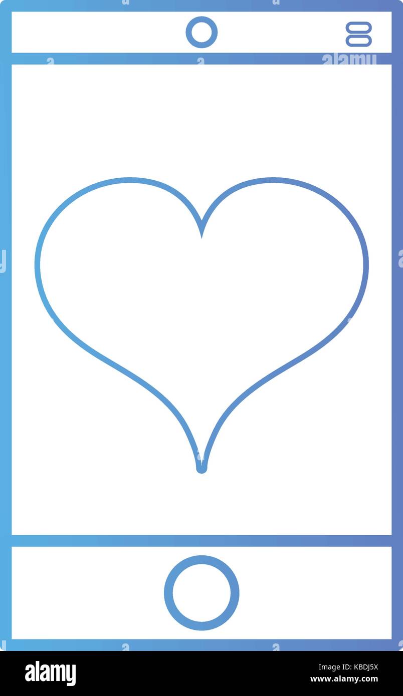 line smartphone technology with heart love design Stock Vector Image ...