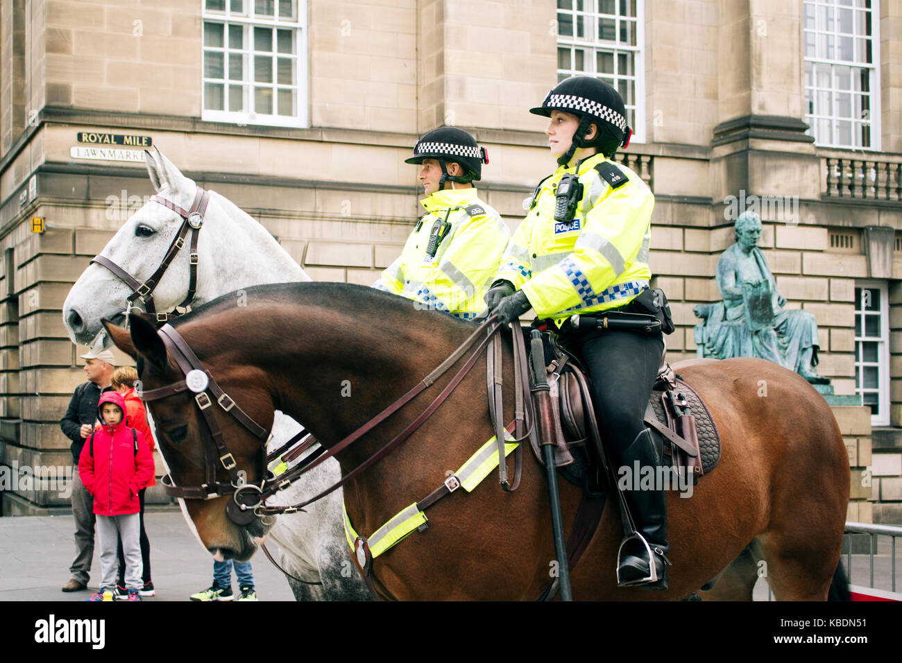 Police Scotland mounted officers on patrol during the 2014 Edinburgh ...