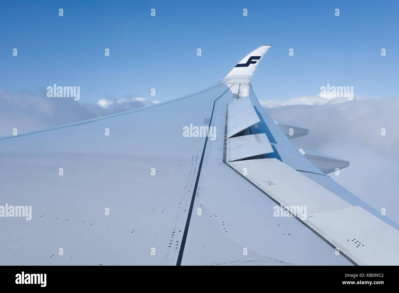 The wing of a Finnair plane Stock Photo - Alamy