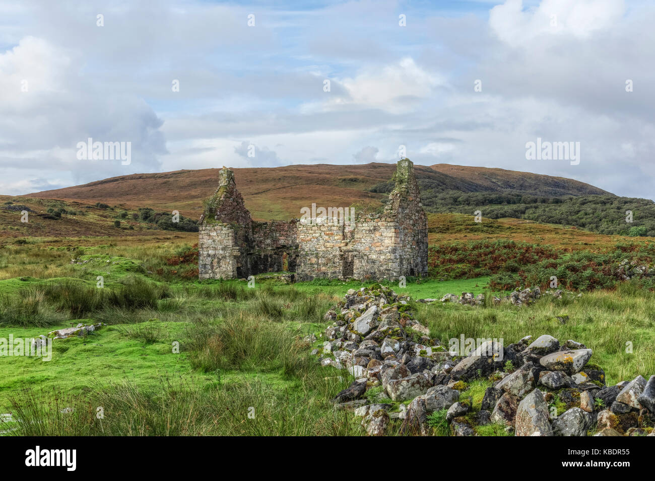Ruined quarry building, Strath Suardal, Isle of Skye, Scotland, United ...