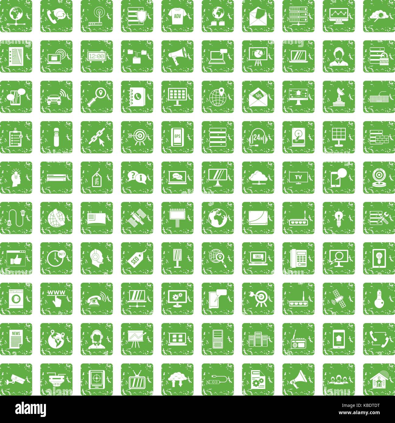 100 telecommunication icons set grunge green Stock Vector Image & Art ...