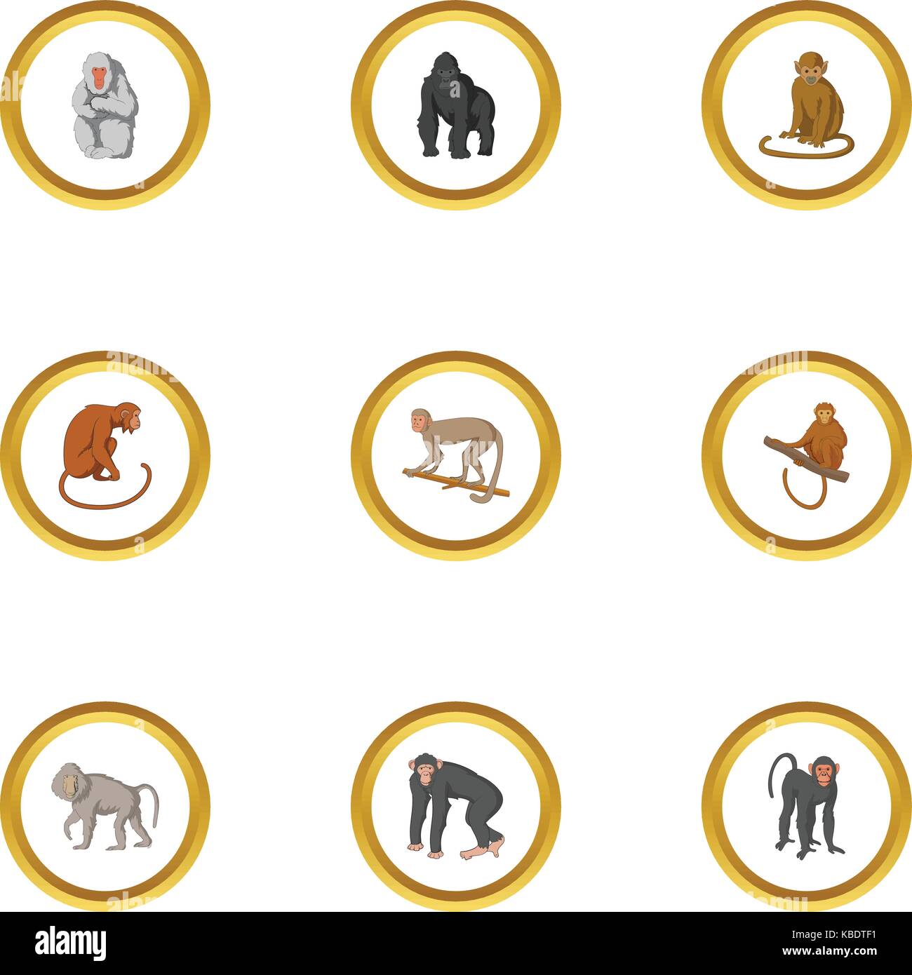 Zoo monkey icons set, cartoon style Stock Vector Image & Art - Alamy