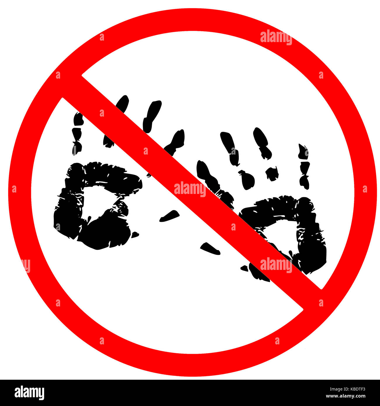 do not touch circle prohibited road sign on white Background Stock ...