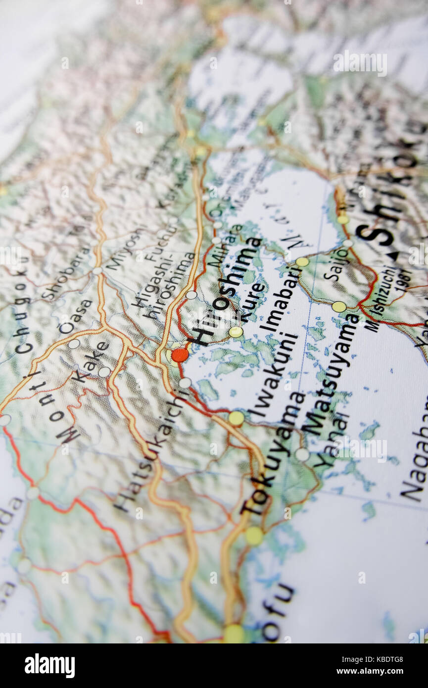 Hiroshima on a geographical map Stock Photo - Alamy