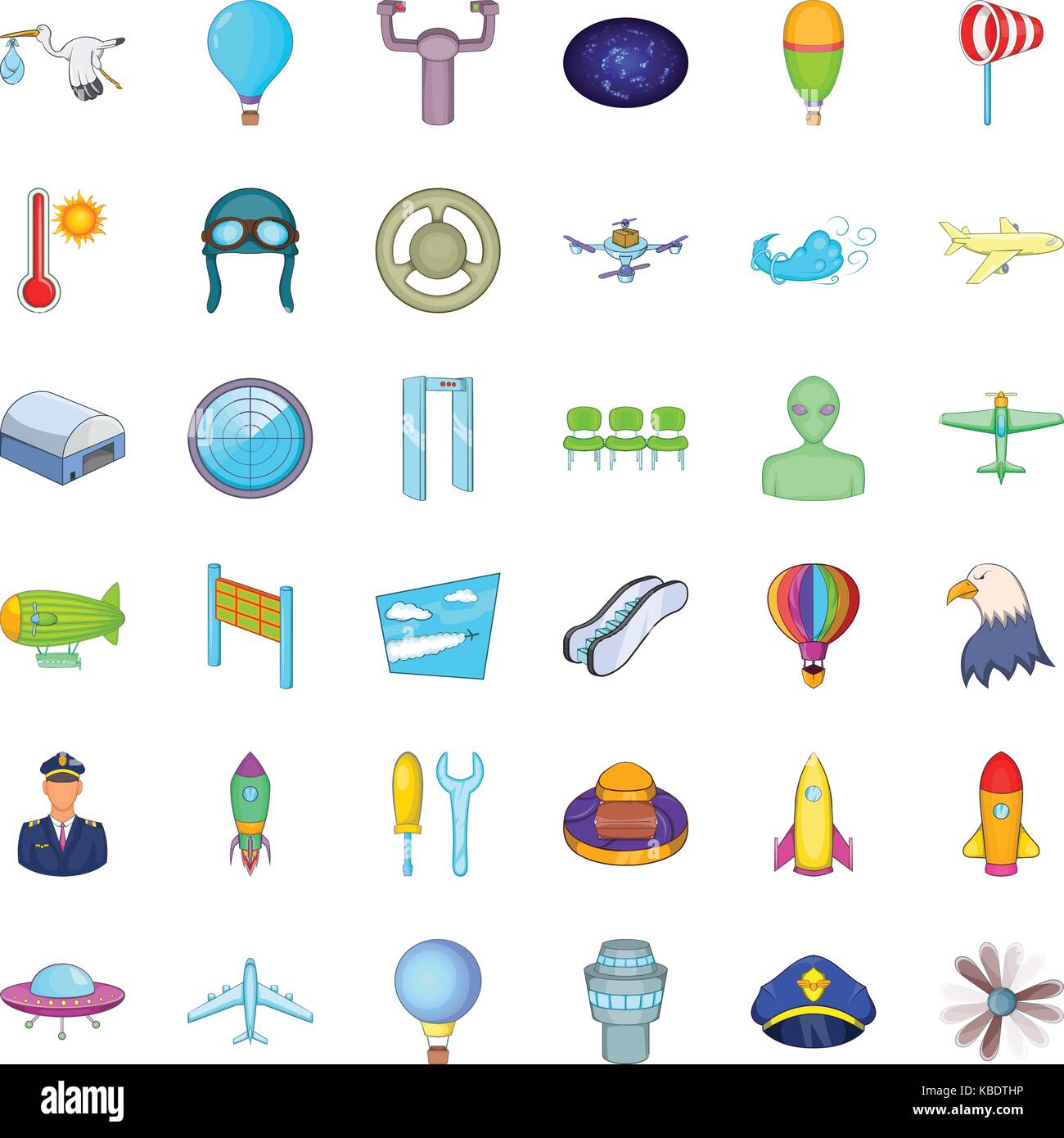 Aviation icons set, cartoon style Stock Vector Image & Art - Alamy