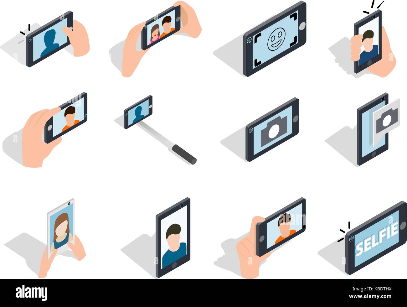 Selfie icon set, isometric style Stock Vector Image & Art - Alamy