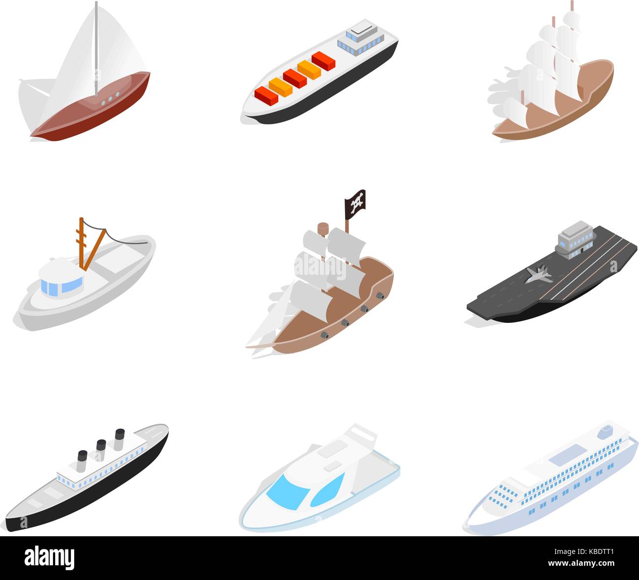 Sea ship icon set, isometric style Stock Vector Image & Art - Alamy