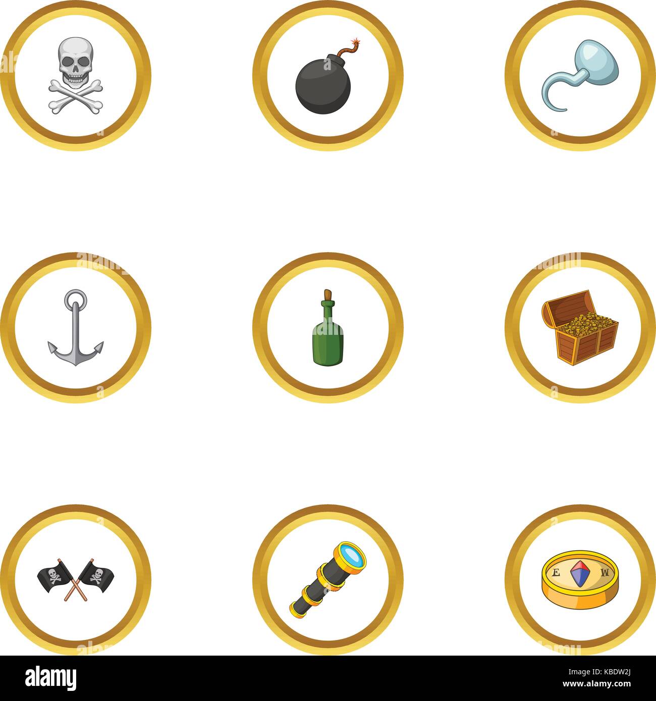 Sea adventure icons set, cartoon style Stock Vector Image & Art - Alamy