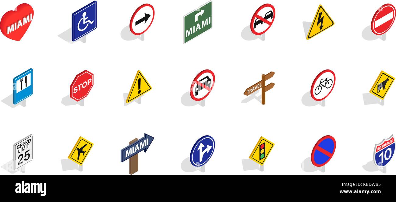 Sign road icon set, isometric style Stock Vector Image & Art - Alamy