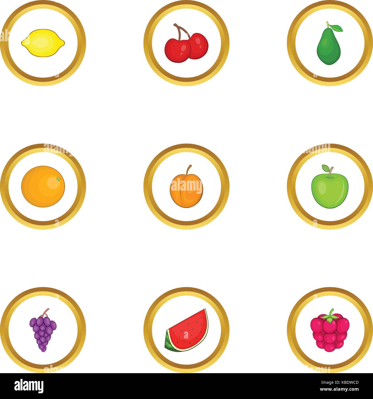 Different fruits icons set, cartoon style Stock Vector Image & Art - Alamy