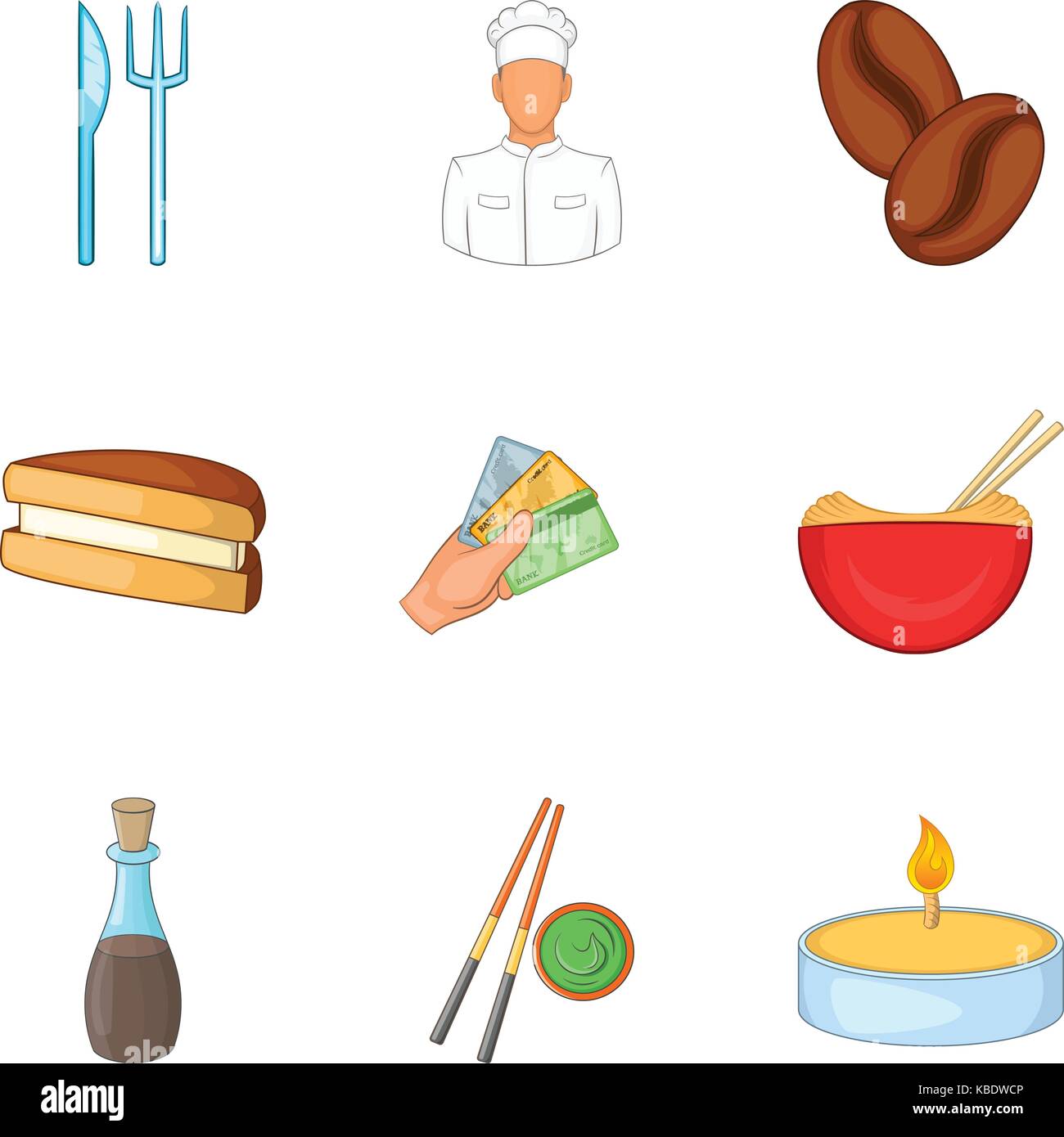 Ordering food icons set, cartoon style Stock Vector Image & Art - Alamy