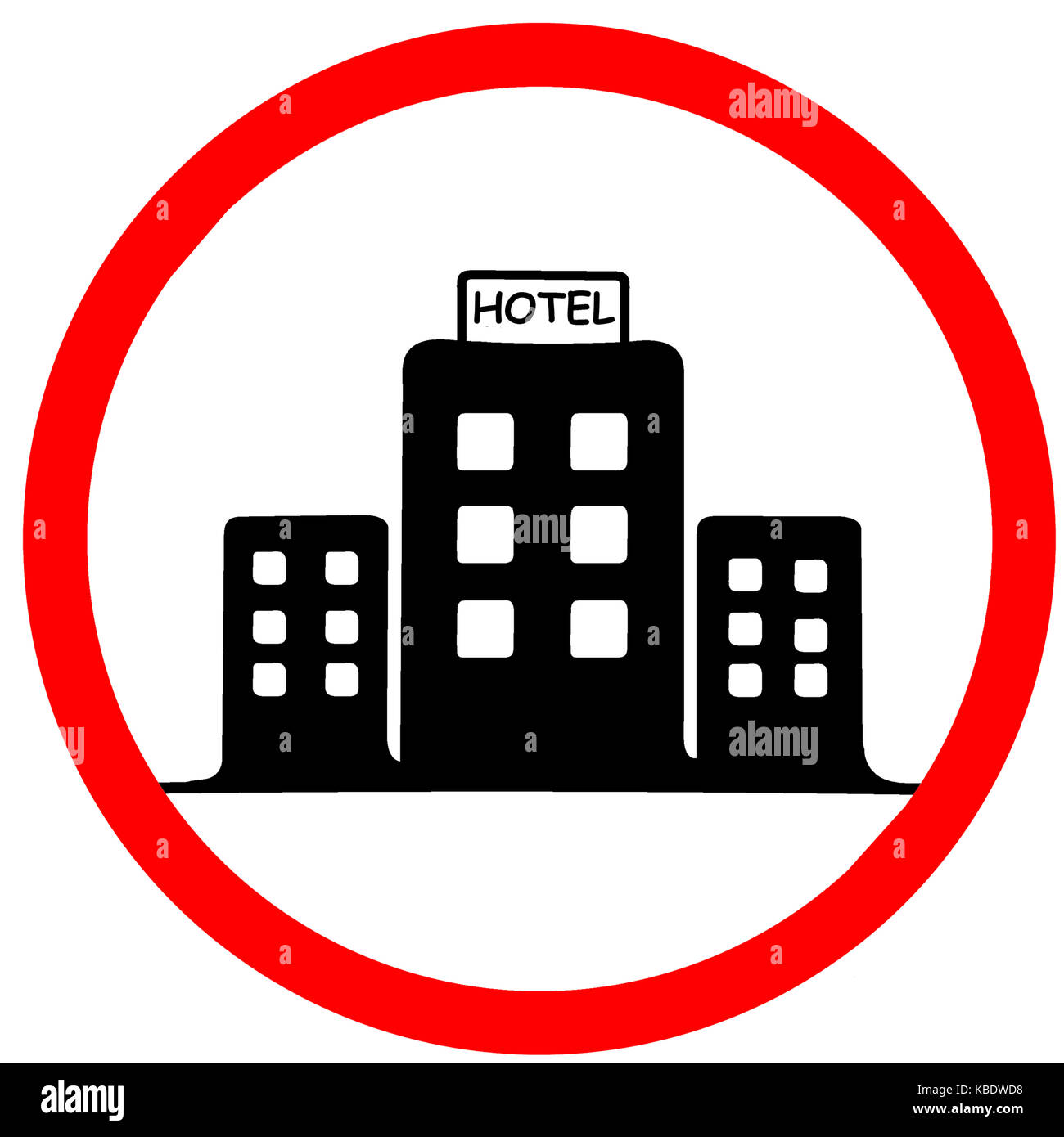 Accomodation area. Hotel area. Red warning symbol sign Stock Photo - Alamy