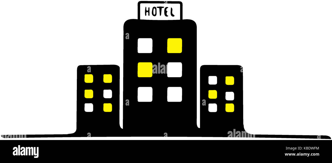 Accomodation area. Hotel buildings isolated on white background Stock ...